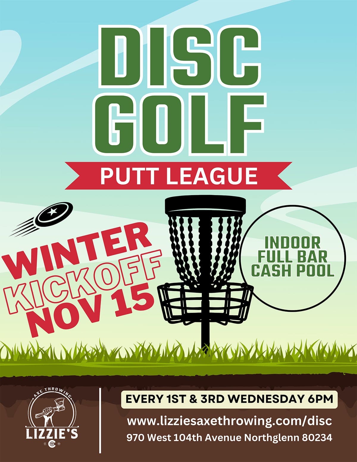 Disc Golf Put League | Lizzie's Axe Throwing - Denver Area Bar